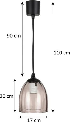 BRILAGI - LED Lustr na lanku R GLASS 1xE27/60W/230V pr. 17 cm černá/kouř béžová