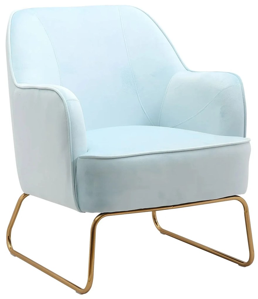 Světle modré sametové křesílko Firenze light blue - 65*75*80cm