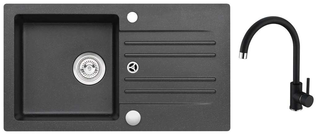 Alveus - Set dřezu Cortina 140 a baterie Kati, carbon SETA25982