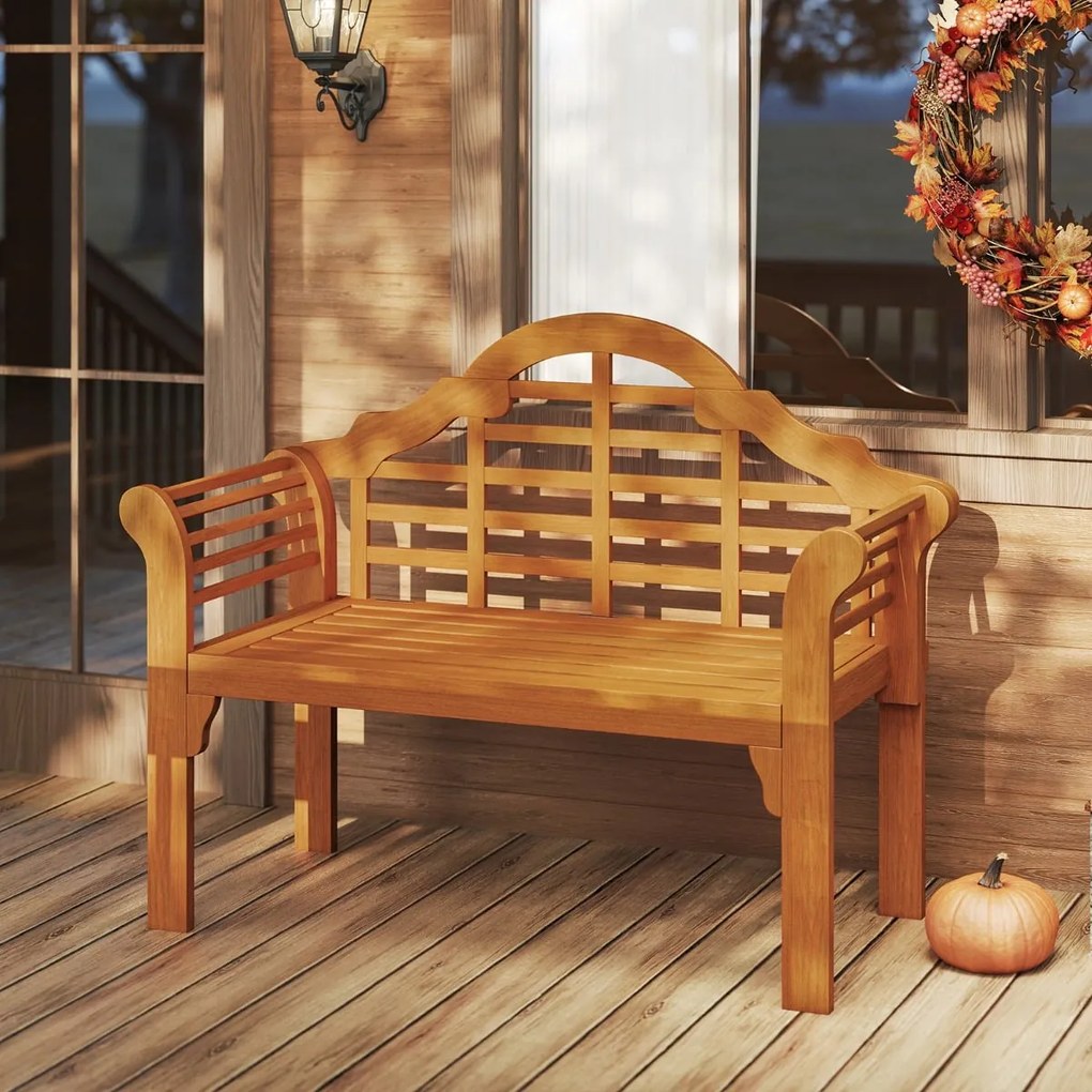 Costway Zahradní lavice skládací dřevěná pro venkovní použití – 123 × 54 × 96 cm