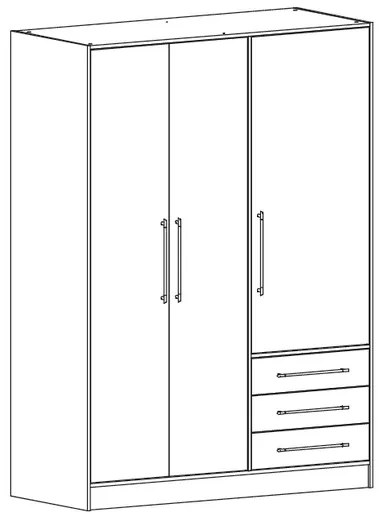 Šatní skříň Jupiter, 145 cm, bílá
