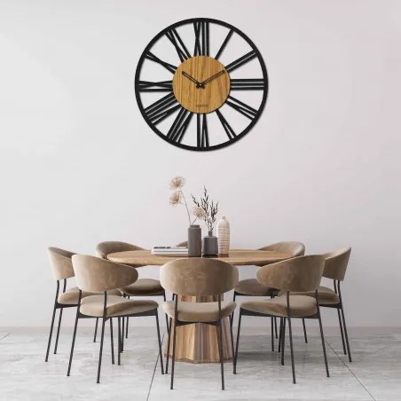 Moderní dřevěné nástěnné hodiny rýmské - Luxusní design | SENTOP HDFK028-dub