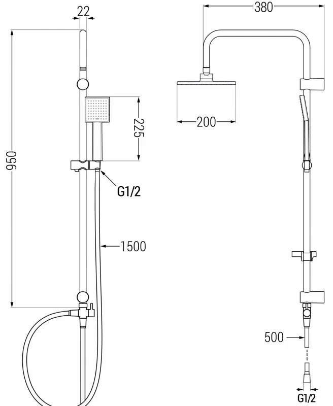 Mexen Tord Podomítkový vanový a sprchový set s dešťovou sprchou a termostatickou vanovou baterií Nox, Černá - 77350200-70