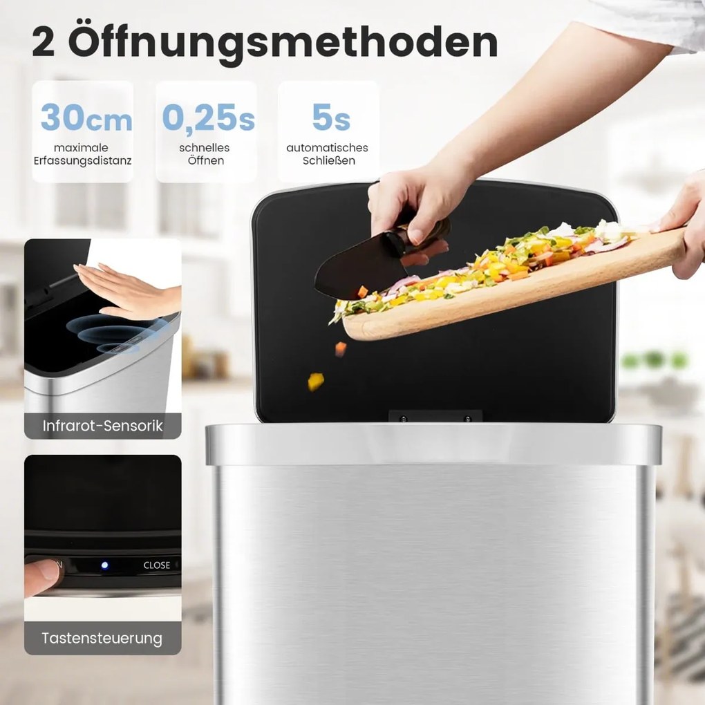 Costway 50 L odpadkový koš se senzorem a víkem Automatický odpadkový koš