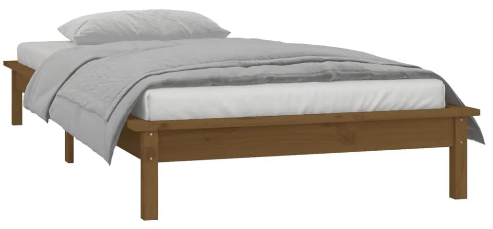 Rám postele s LED světlem medově hnědý 90 x 200 masivní dřevo - Default Title