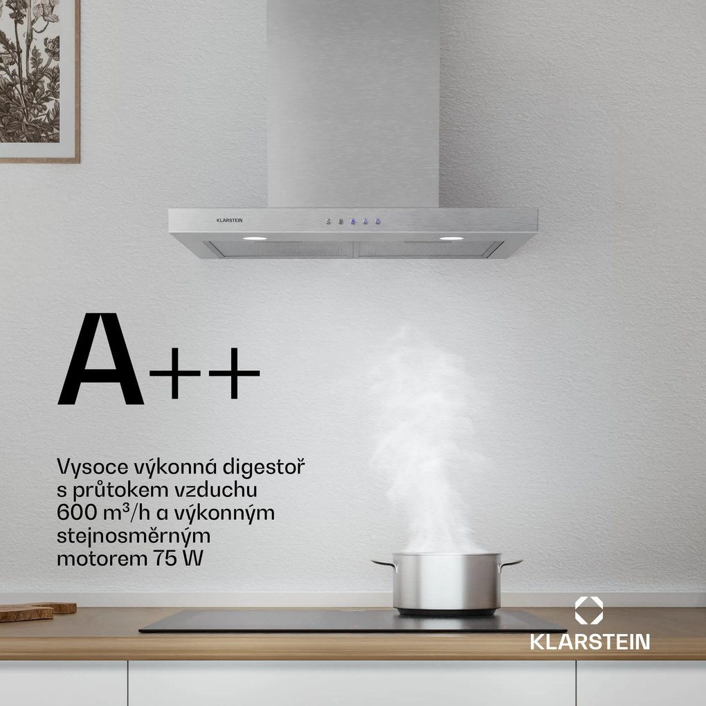 Klarstein Limelight, digestoř, 60 cm, nástěnná, 640 m³/h, stříbrná