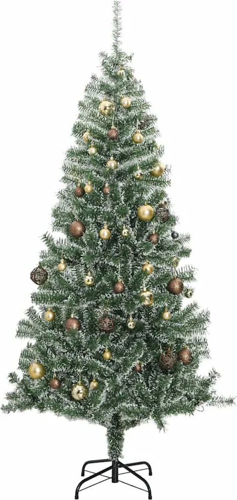 Umělý vánoční stromek s 300 LED a sadou koulí zasněžený 210 cm 3210126