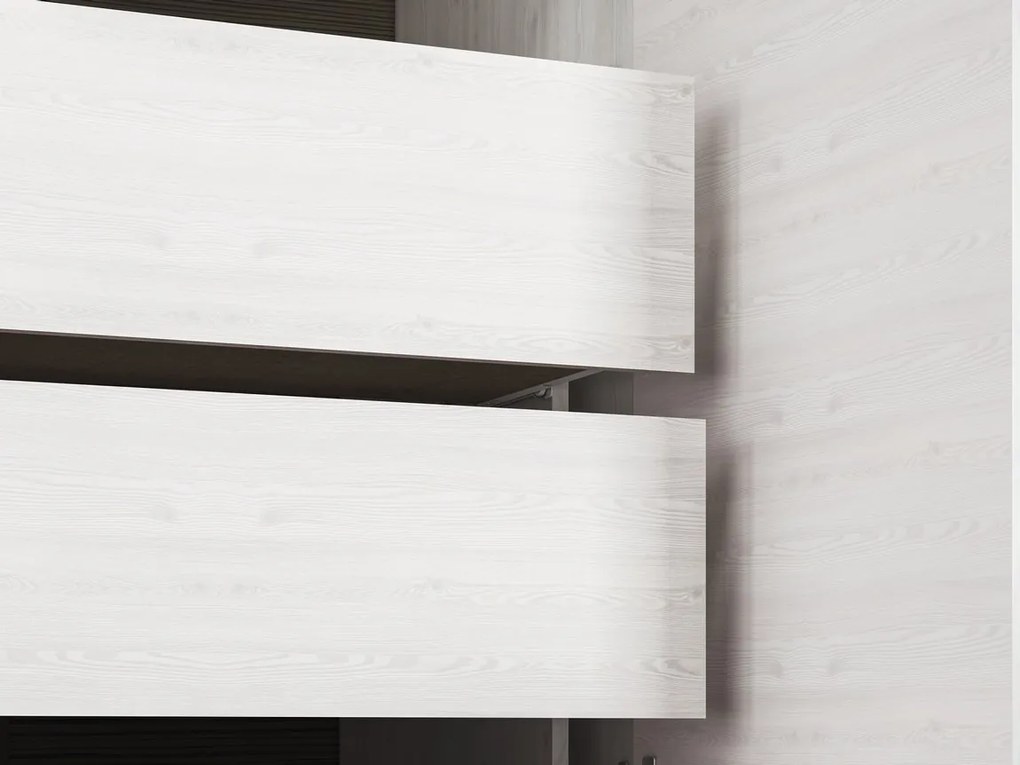 Casarredo - Komfort nábytek Šatní skříň LANTANA/BLANCO 28,  4D se zrcadlem, borovice sněžná/šedá