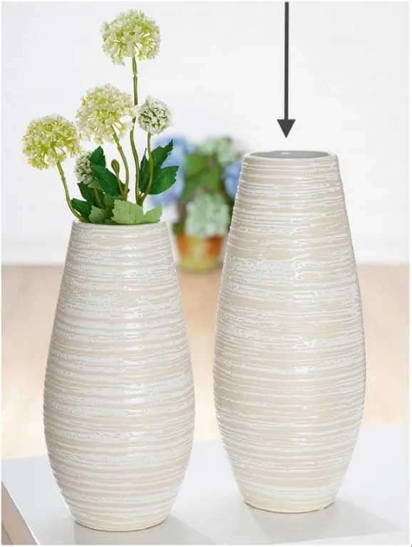 GILDE Keramická váza "Deserto" krémová 15x15x30,5 cm