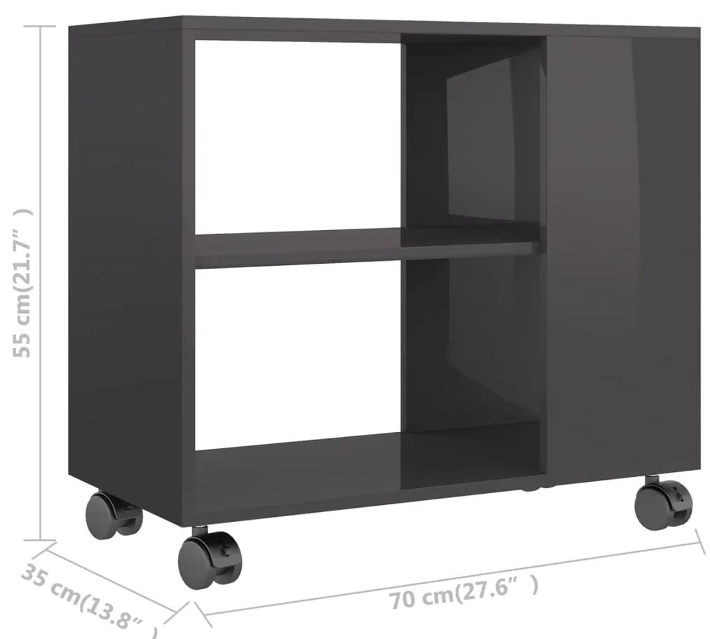 Odkládací stolek šedý s leskem 70 x 35 x 55 cm kompozitní dřevo - Default Title