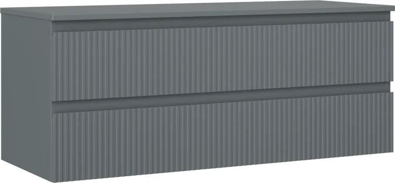 Mexen Rivel, koupelnová skříňka 120 cm s horní částí, 2 zásuvky, drážkovaná, grafit matná - 91A20-12047-2-BFFC66