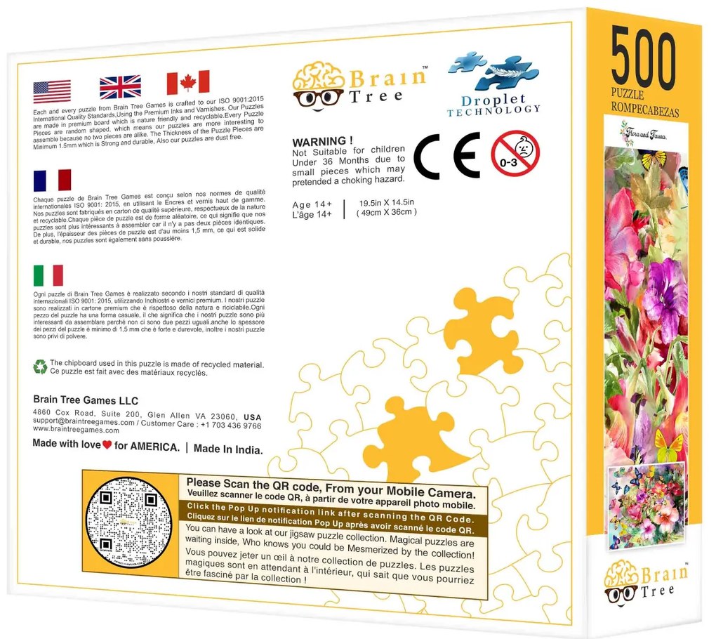 Brain Tree Puzzle Květiny a motýli 500 dílků