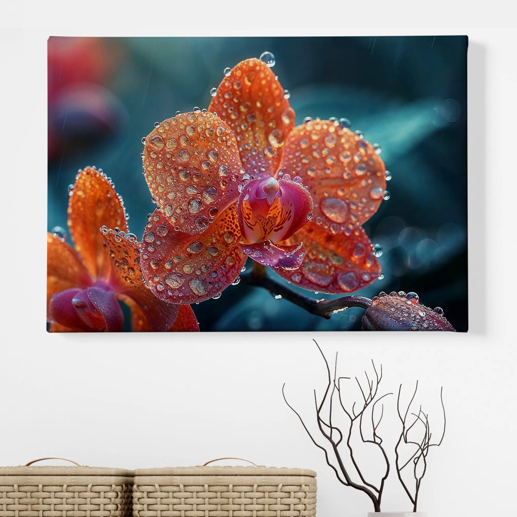 Obraz na plátně - Orchidej, deštivé ráno FeelHappy.cz Velikost obrazu: 120 x 80 cm