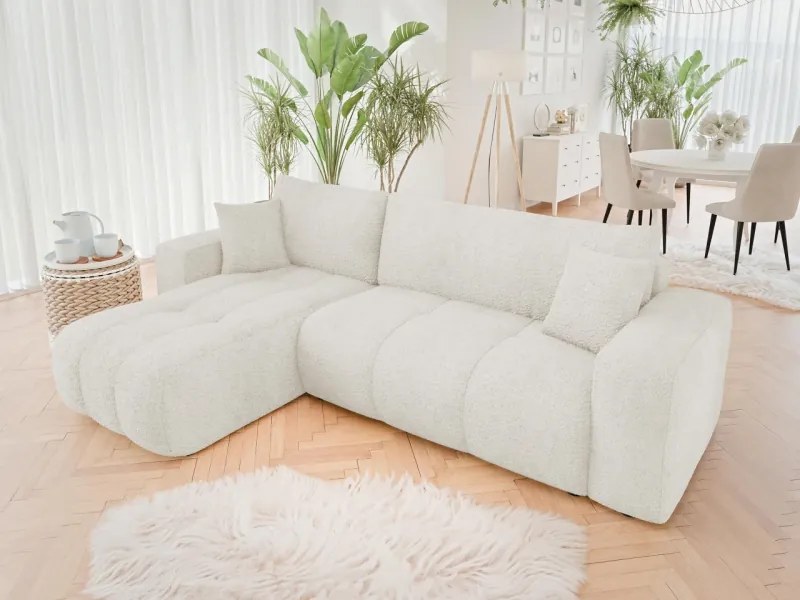 Rohová rozkládací sedačka Larow Boucle, Potah: Coral 75
