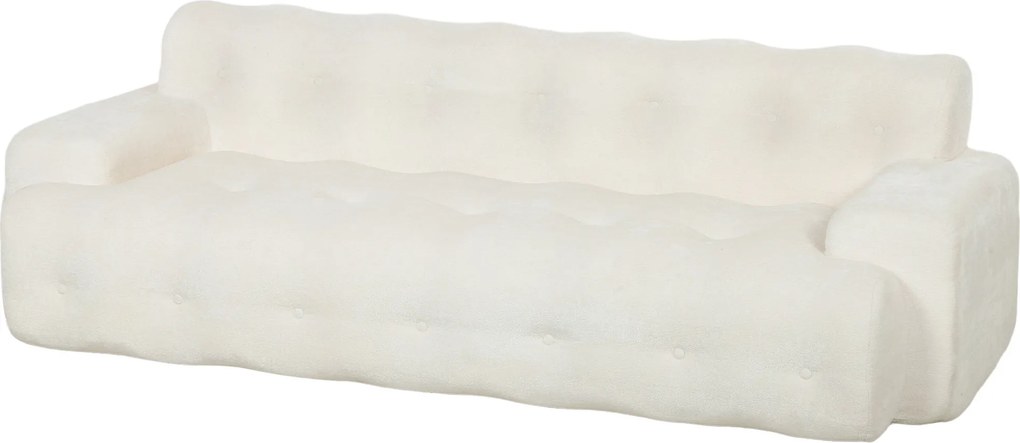 HOMCOM 3místná Chenille pohovka 211 cm, obývací pohovka, hluboké sedadlo, vakuově stlačená, bez montáže, krémová