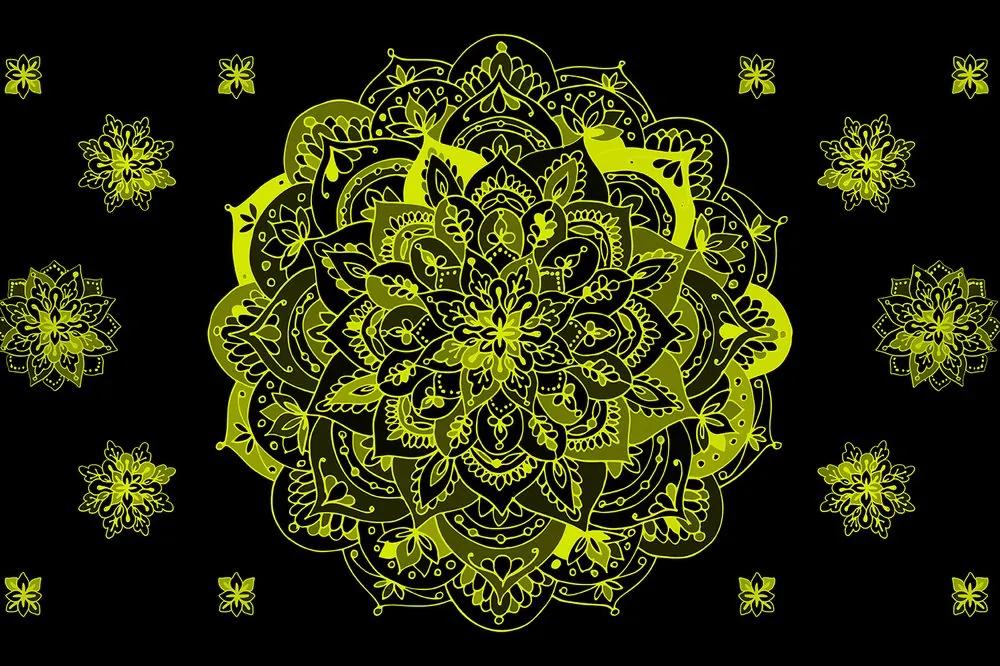 Samolepící tapeta žlutá Mandala