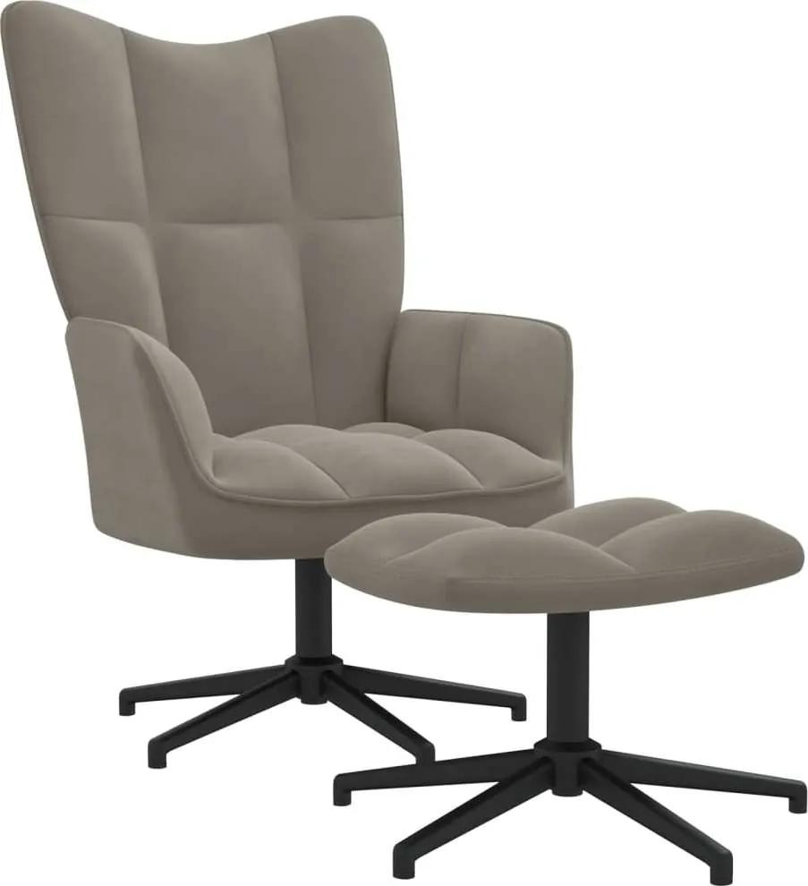 vidaXL Relaxační křeslo se stoličkou samet [328108] Barva: Tmavě šedá