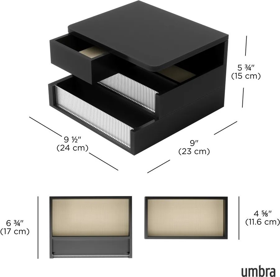 Matně černý dřevěný koupelnový organizér Malibu – Umbra