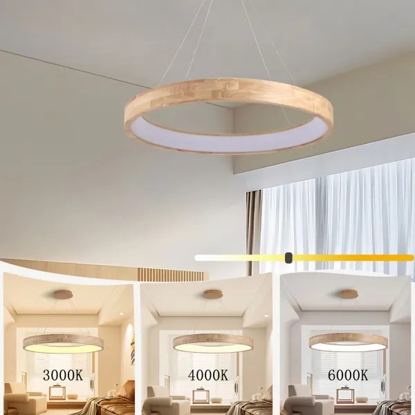 Brilagi -LED Lustr na lanku FALCON WOOD LED/60W/230V 3000/4000/6000K 80 cm dřevo