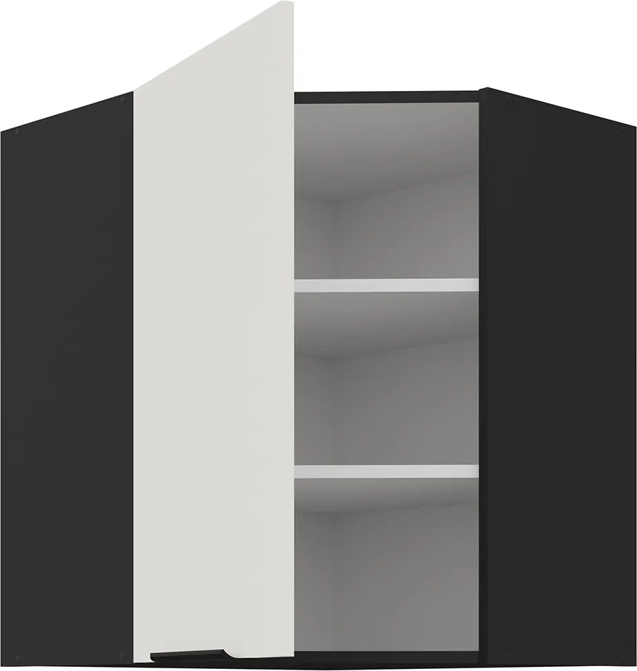 ARIA wb | horní kuchyňská skříňka 60x60 GN-72 1F (45°) rohová s policemi | 60x60 cm | černá/bílá