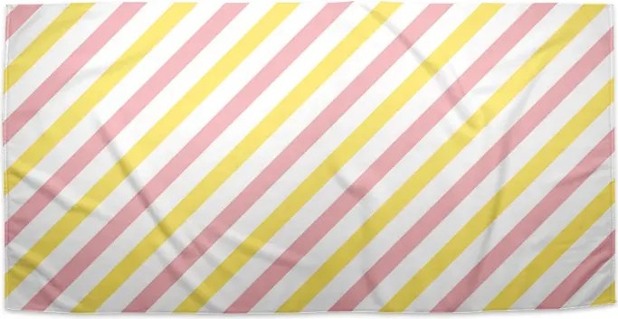 Sablio Ručník Růžové a žluté pruhy - 50x100 cm