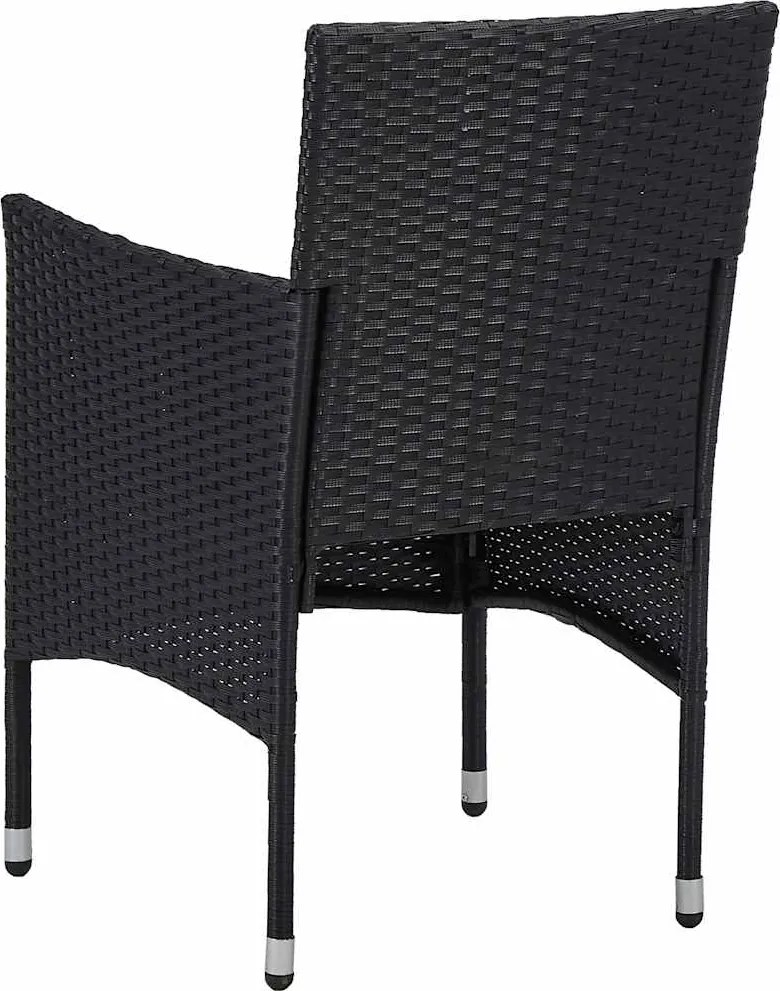 7dílný zahradní jídelní set polyratan černý 3070751