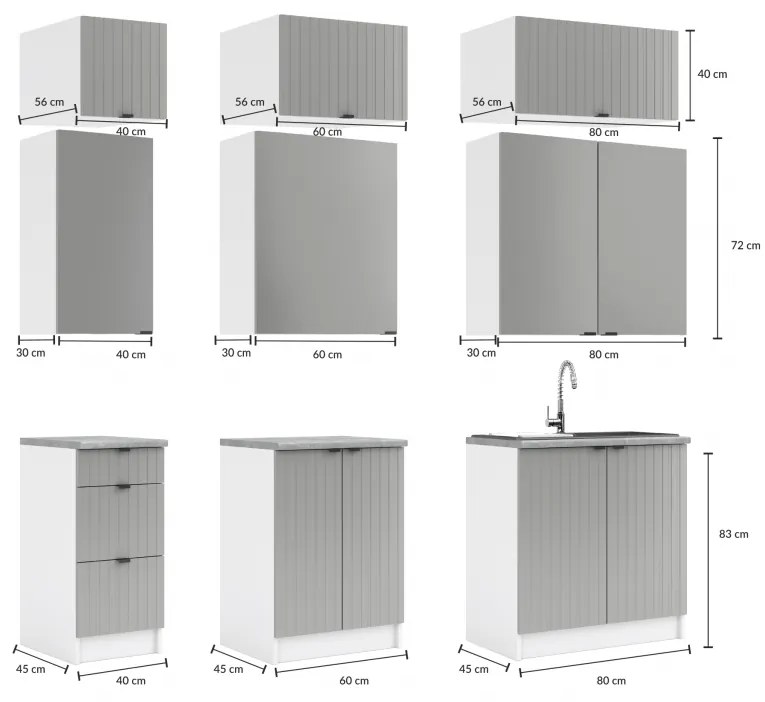 Kuchyňská linka WALOS 180cm Marine blue + bílá