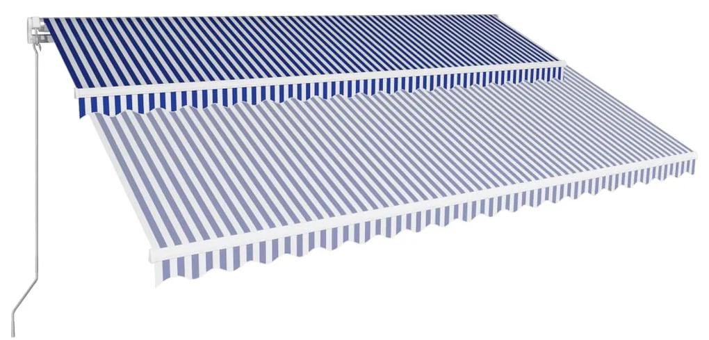 Ručně zatahovací markýza 500 x 300 cm modrobílá,  3051220