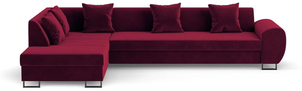 KOOKO HOME Rohová rozkládací sametová pohovka s úložným prostorem Calmato XL levý roh