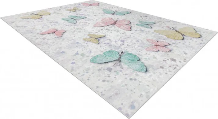 Detský kusový koberec Bambino 1610 Butterflies cream, 80x150, viacfarebná, detská izba, Dywany Łuszczów