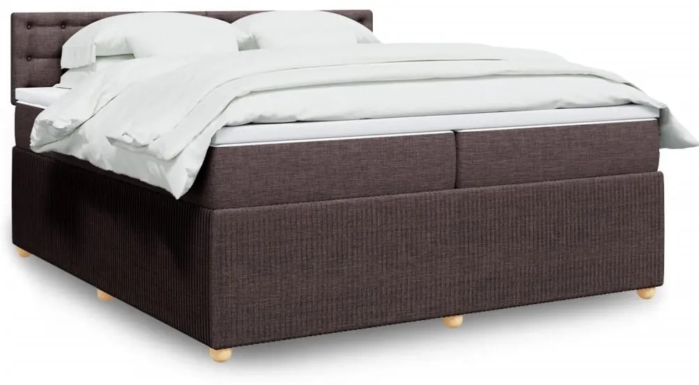 Box spring postel s matrací tmavě hnědá 200x200 cm textil