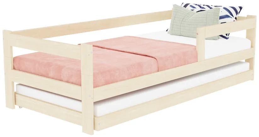 Benlemi Jednolůžková postel ze dřeva SAFE 5v1 se zábranou a přistýlkou Zvolte barvu: Béžová, Zvolte rozměr: 80x160 cm, Zvolte zábranu: S otevřeným vstupem