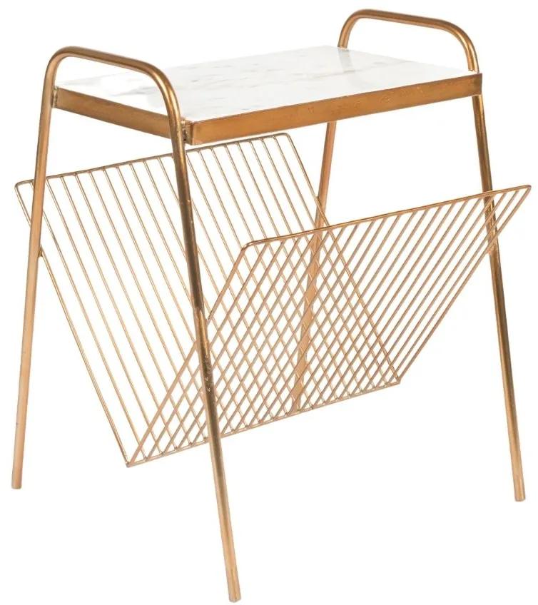 OnaDnes -20% Zlatý kovový odkládací stolek Bold Monkey Keep It Tidy 43 x 40 cm s mramorovou deskou