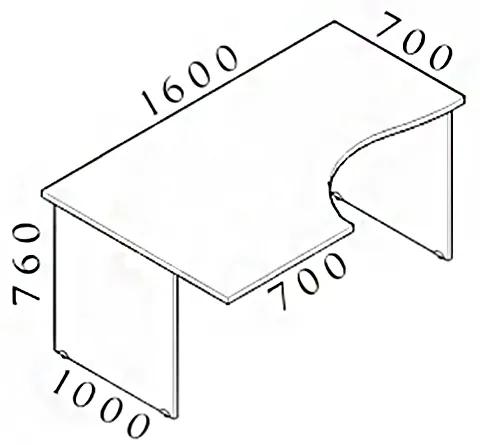 Ergonomický stůl Visio 160 x 100 cm, levý, bílá