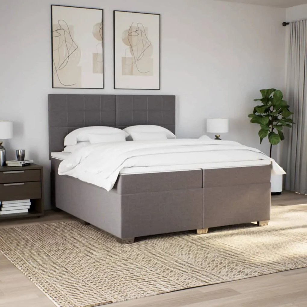 Box spring postel s matrací taupe 200x200 cm textil 3290599