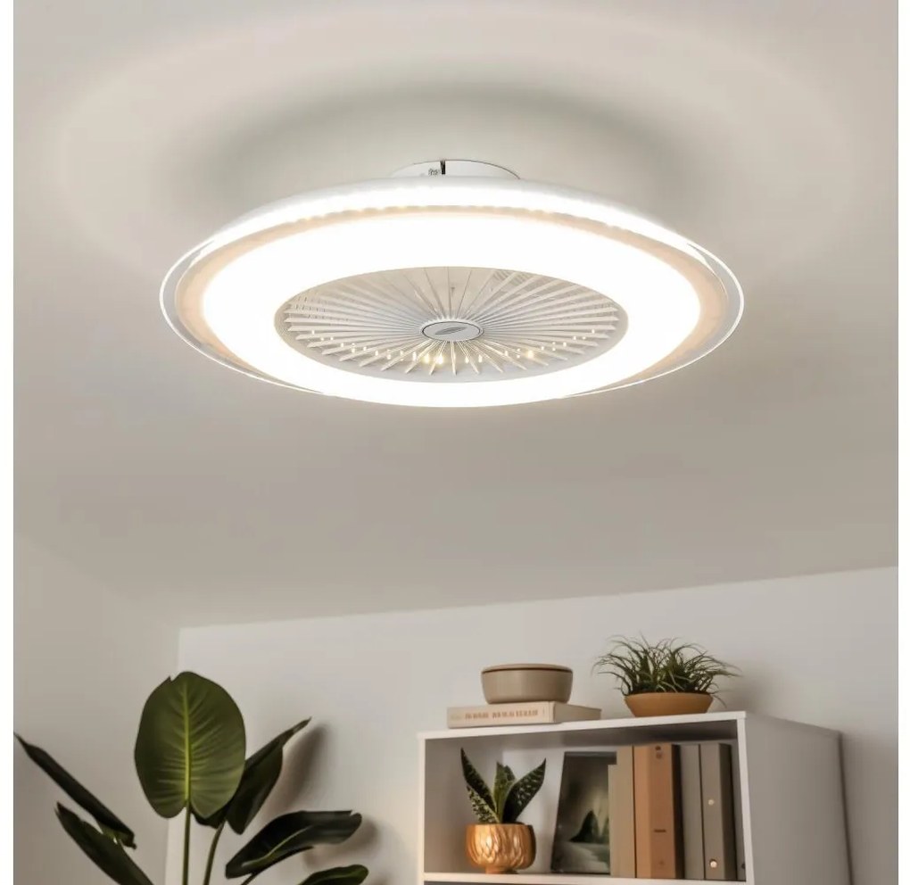 Brilagi - LED Stmívatelné svítidlo s ventilátorem RONDA LED/48W/230V bílá + DO