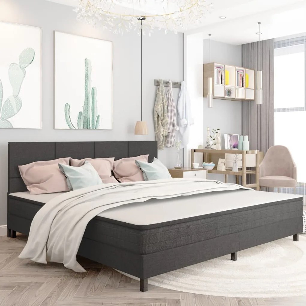 Postel boxspring tmavě šedá textil 200 x 200 cm 3054719