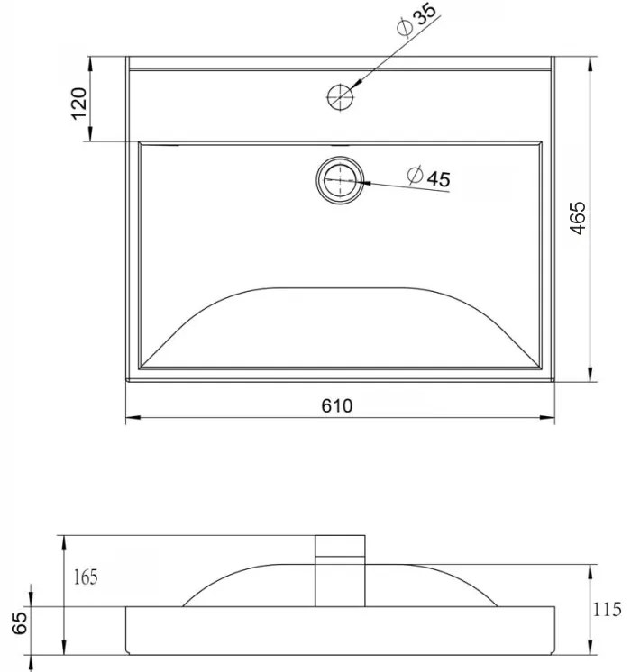 Okna Macek Zápustné umyvadlo - UM.603, 60 cm, keramické, lesklá bílá