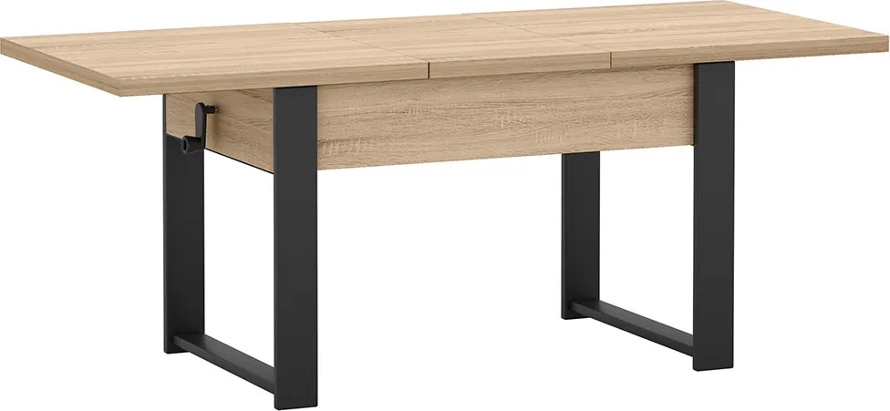 Rozkládací polohovací konferenční stolek HOGO 3v1 | 120-157x62,5-74,5x67 cm | síla horní desky 32 mm | dub sonoma/černé nohy