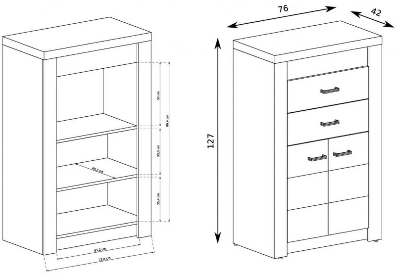 Casarredo Komoda INDIANAPOLIS I-6 jasan tmavý