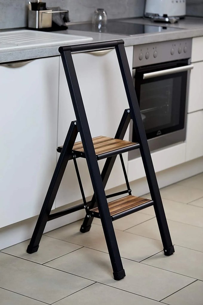 Skládací schůdkový žebřík, černý, 2 schody, WENKO