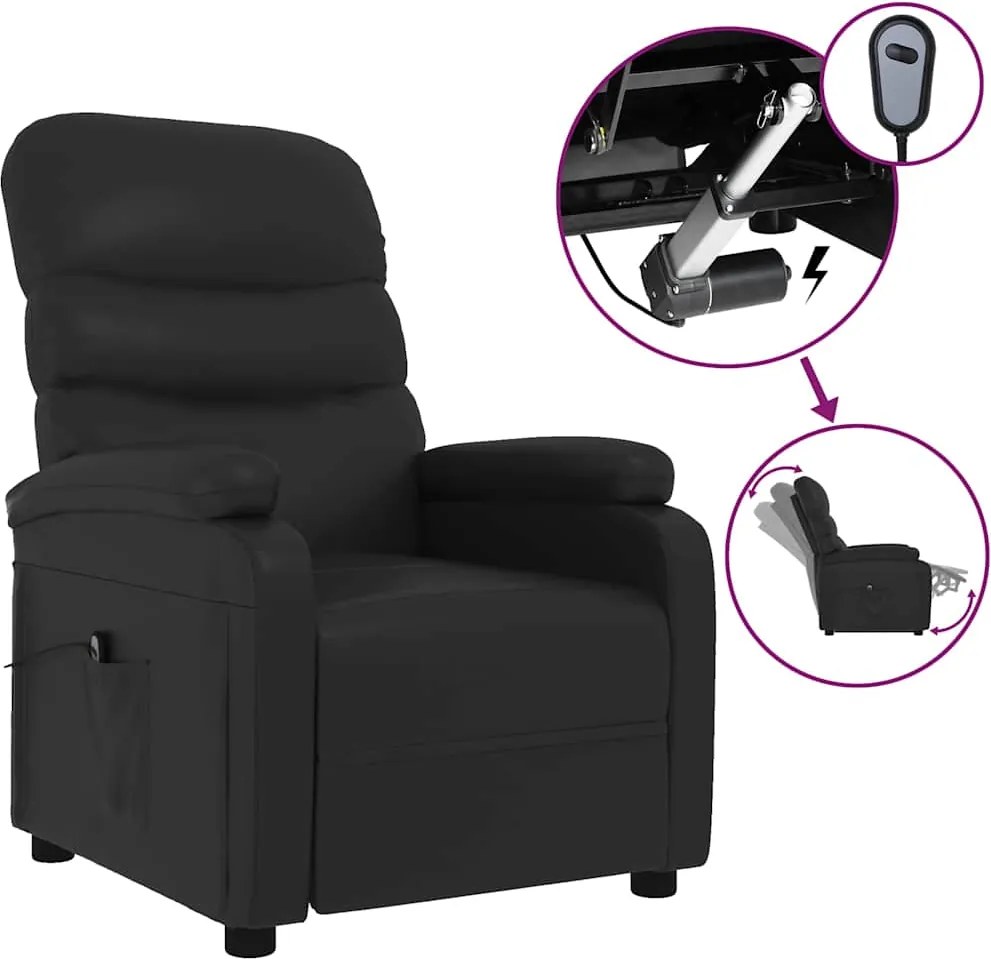 Elektrické polohovací křeslo černé umělá kůže 3073670