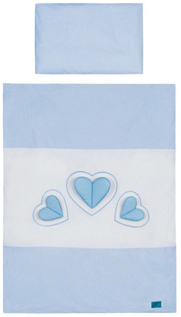 6-dílné ložní povlečení Belisima Tři srdce bílo-modré - 100/135 cm