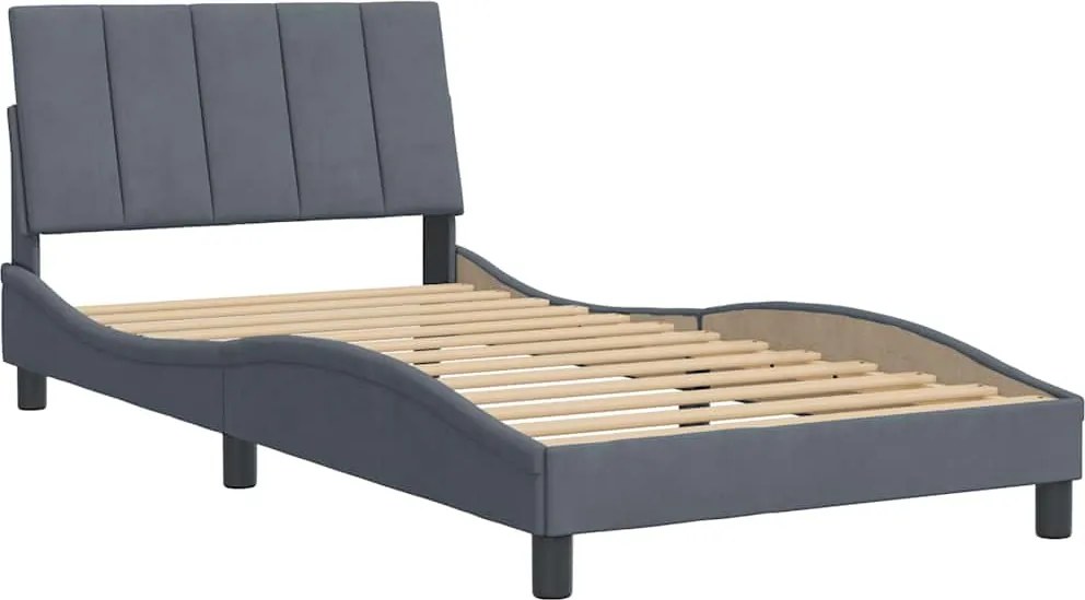 Rám postele bez matrace Hanko tmavě šedá 100 x 200 cm samet 3207832
