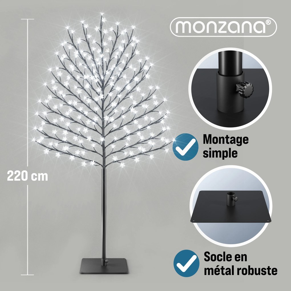 Světelný strom s třešňovými květy sada 2 ks studená bílý 220cm vnitřní/venkovní + dálkové ovládání