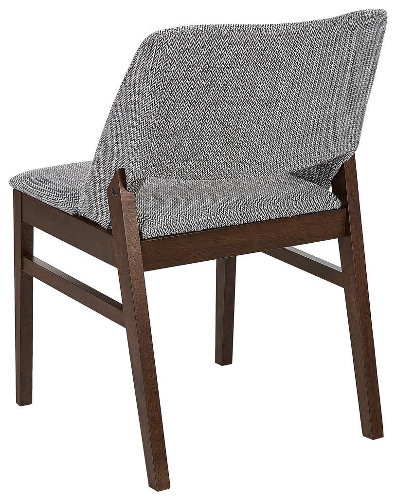 Sada 2 čalouněných jídelních židlí tmavé dřevo/ šedé BELLA Beliani