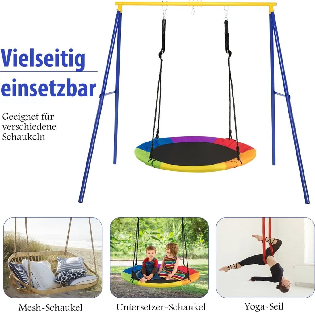 Costway Robustní kovová houpačka Rám zahradní houpačka A-frame modrá +
