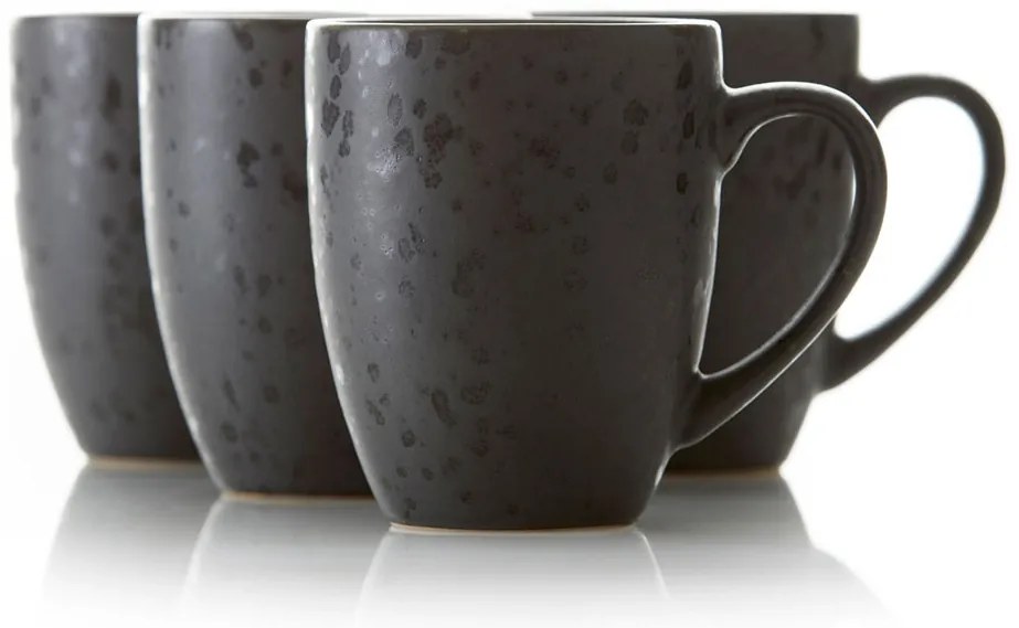 Bitz Sada 4 kameninových hrnků s ouškem 30 cl Black/Dark