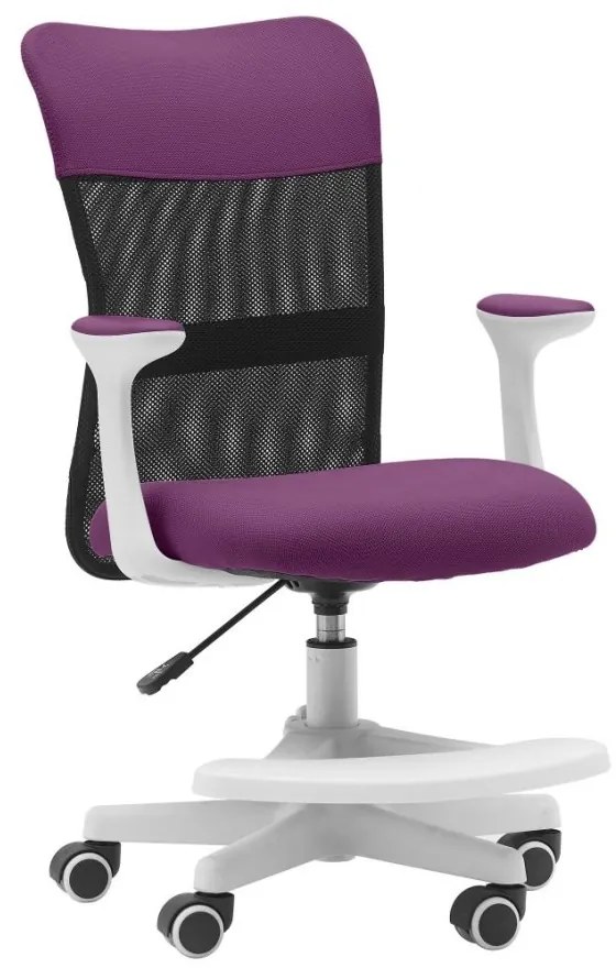 Dětská židle Neoseat MONKEY WHITE s podnoží — látka, bílá / fialová