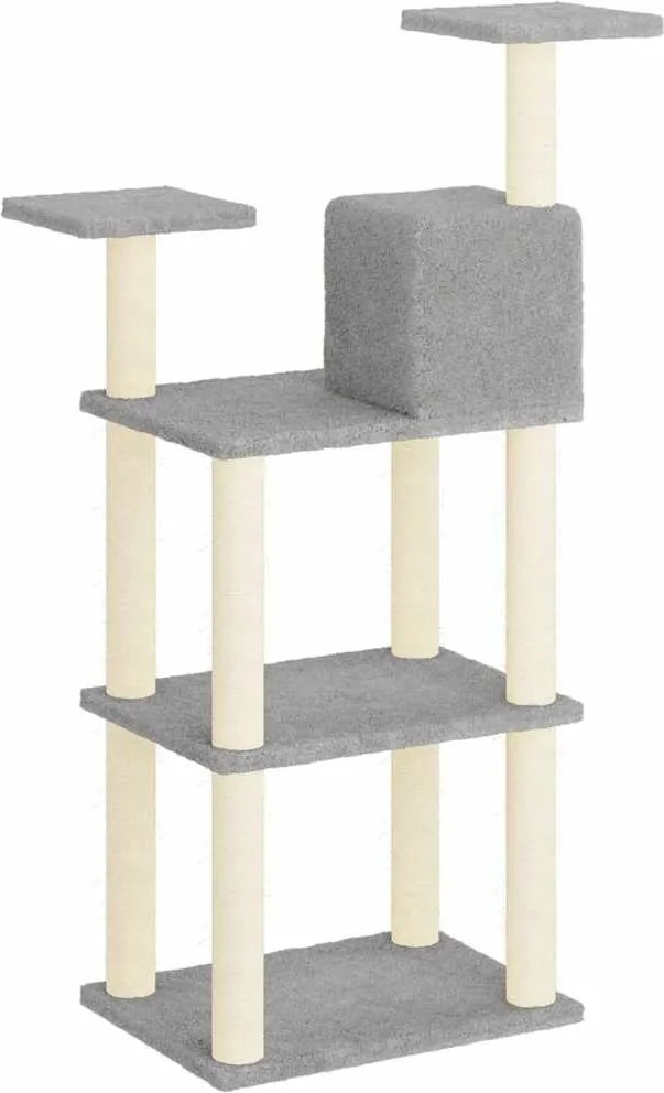 Škrabadlo pro kočky se sisalovými sloupky světle šedé 118,5 cm 171428